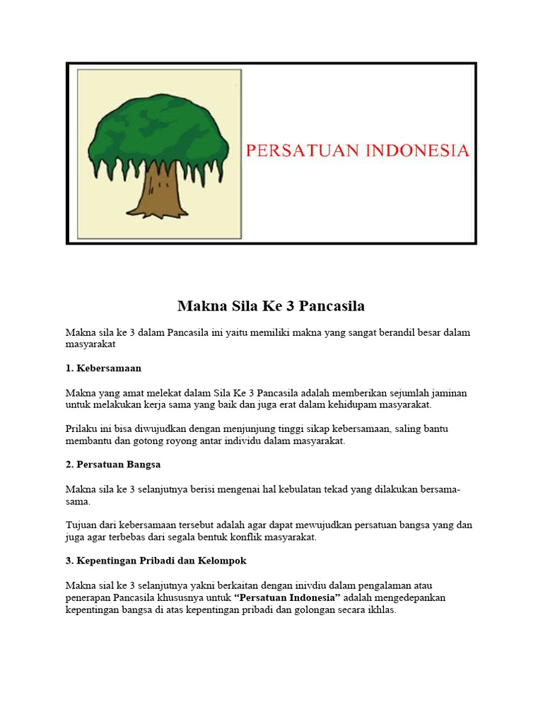 Makna Sila Ke-3 Pancasila | PDF | Ilmu Sosial