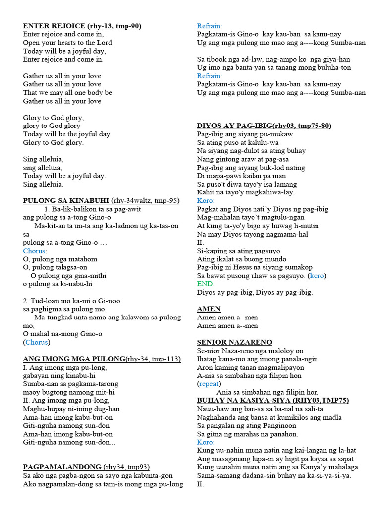 COMMON SONGS V2 No Chord | PDF