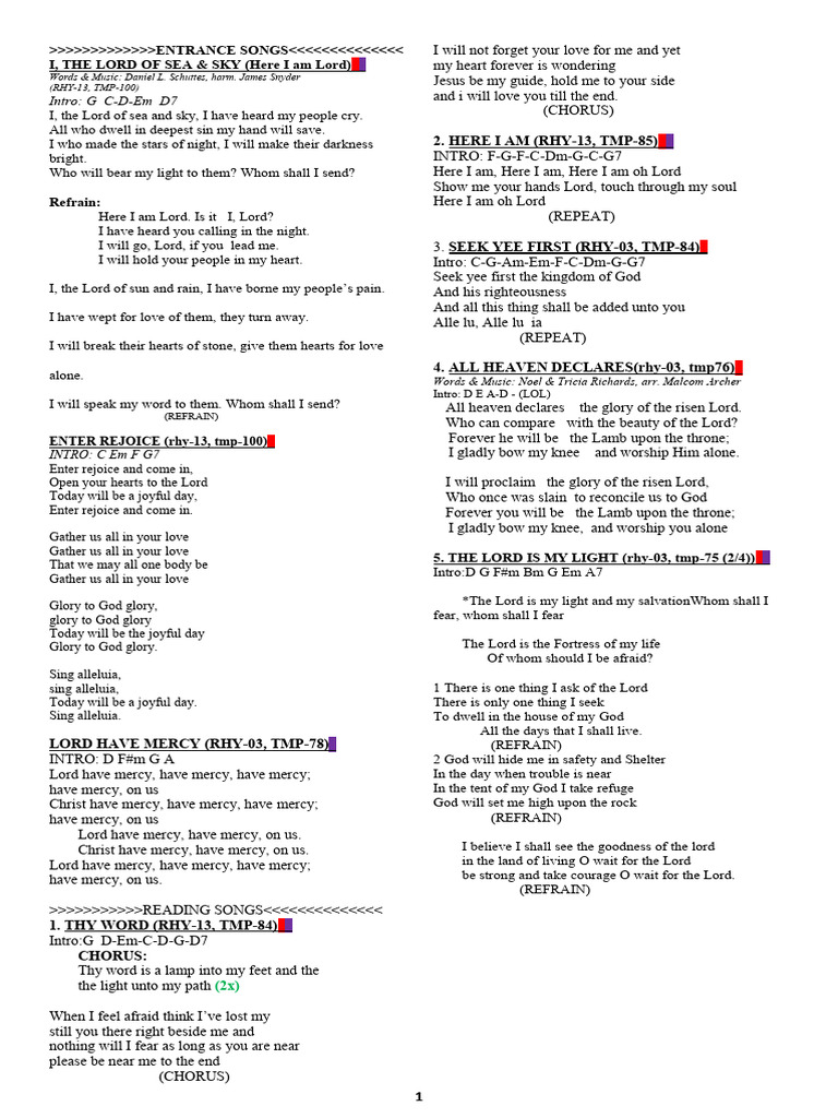 English Songs No Chords | PDF