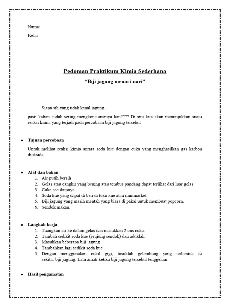 Handout Praktikum Kimia SMP | PDF