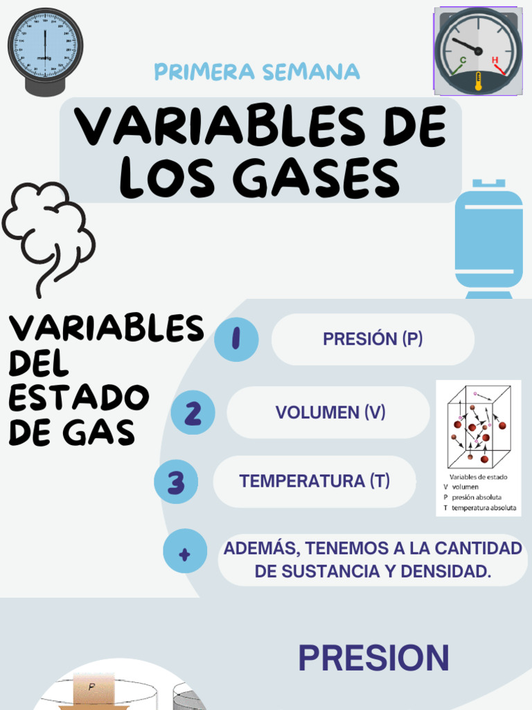 Presentación Diapositivas Variables de Los Gases Quimica | PDF