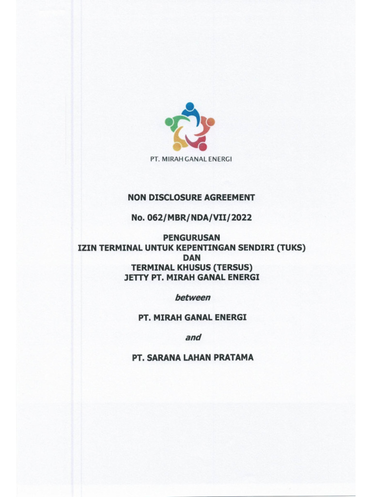 NDA PT MGE - PT Sarana Lahan Pratama - 1 | PDF