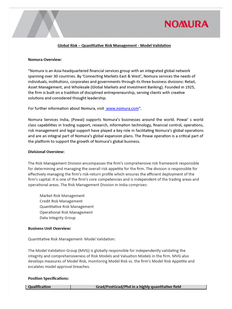 Global Risk Risk Methodology - Model Validation Risk Stress Testing ...