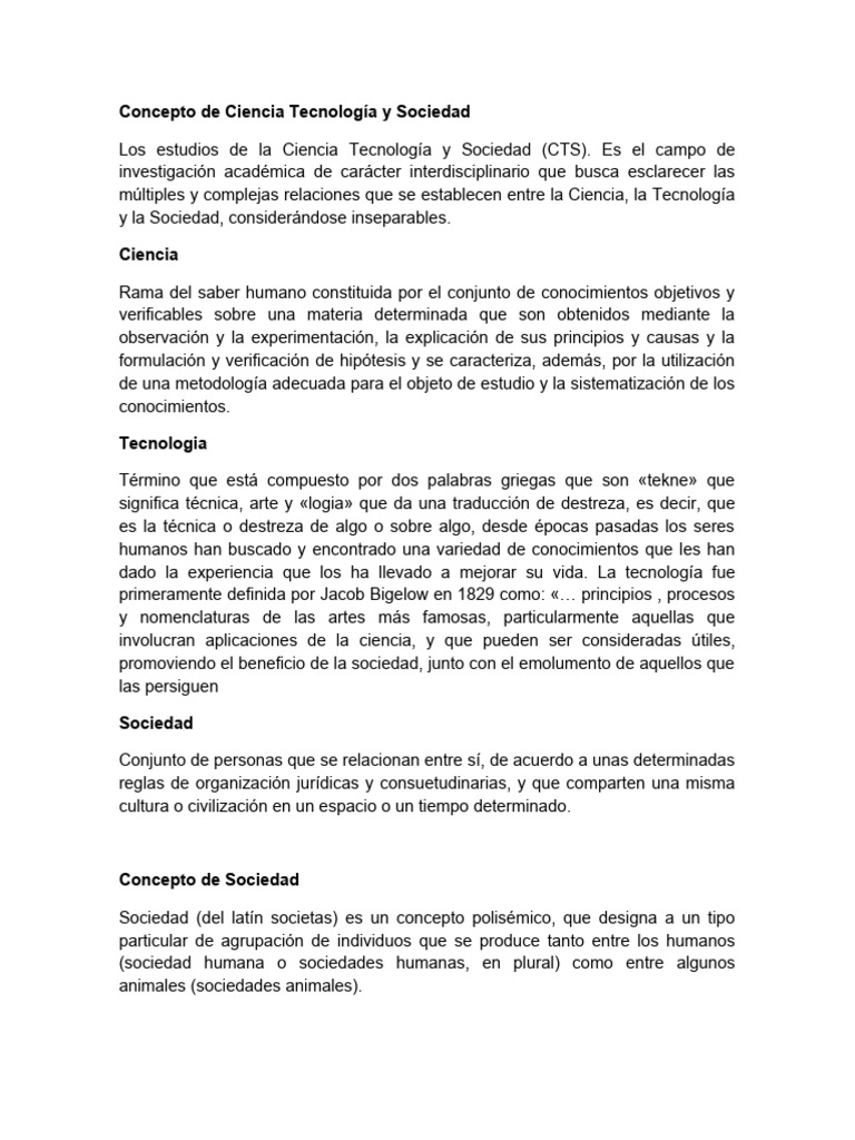 Ciencia, Tecnología y Sociedad: Conceptos Clave | PDF | Sociedad | Science