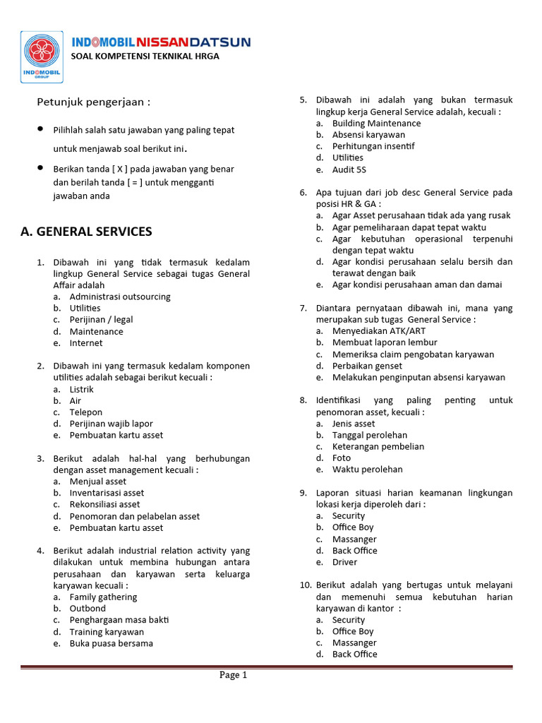 Test Kompetensi HRD GA 2 Review | PDF