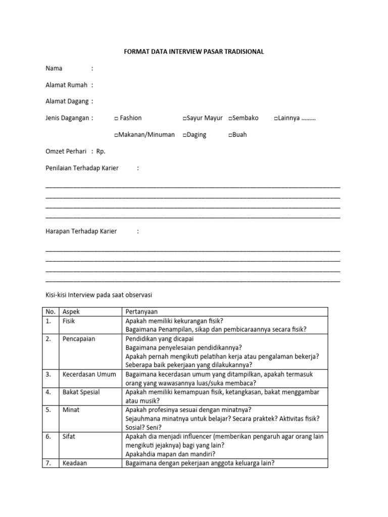 pertanyaan Interview - Copy | PDF