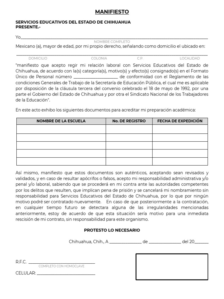 Carta Manifiesto y Carta Compromiso | PDF | Estado (política) | Gobierno