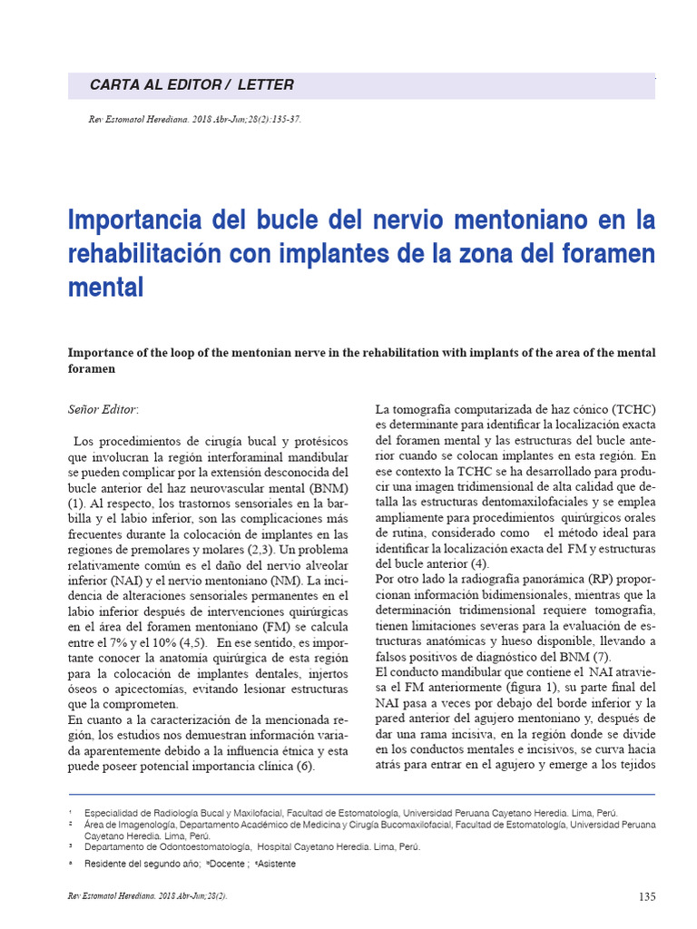 Importancia Del Bucle Del Nervio Mentoniano en La Rehabilitación Con ...