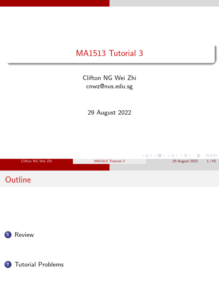 MA1513 Tutorial 3 T03 | PDF
