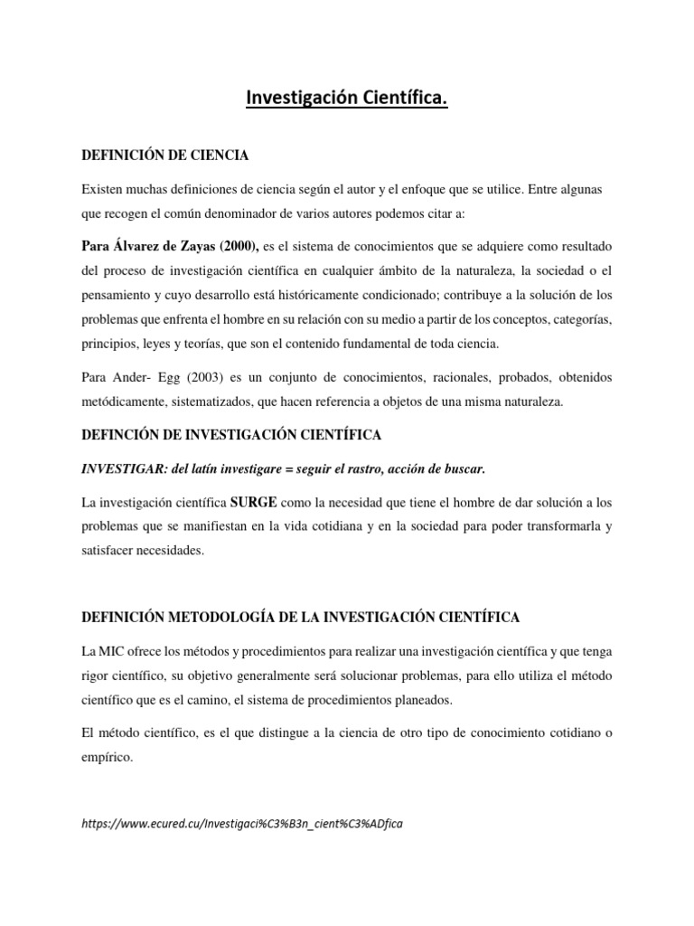 Definición de Investigación Científica | PDF | Método científico ...