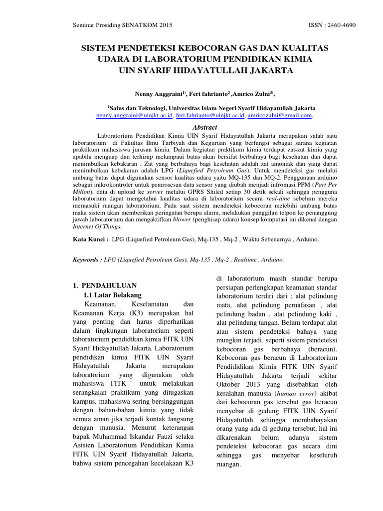Sistem Deteksi Kebocoran Gas di Laboratorium | PDF | Sains & Matematika ...