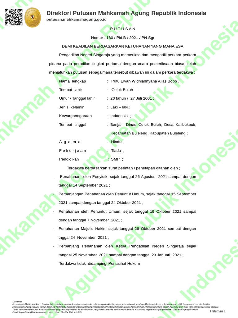 Putusan 180 Pid.b 2021 PN SGR 20230925100504 | PDF