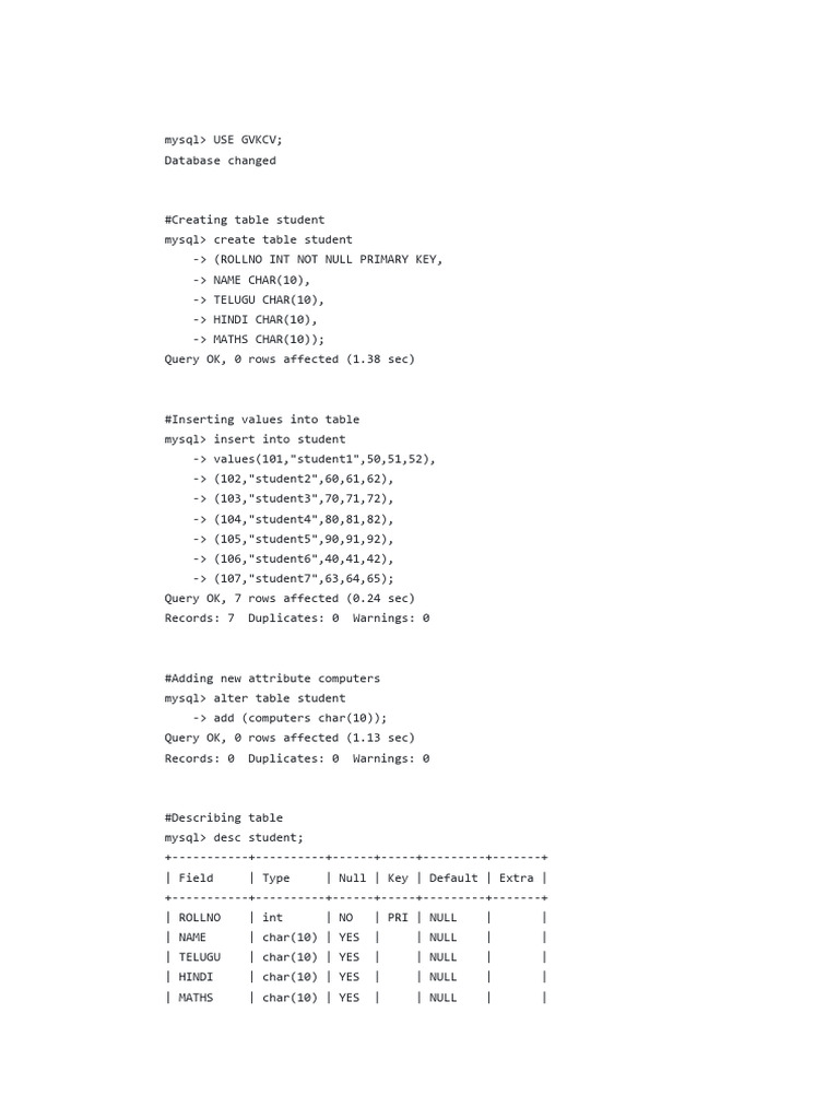 Mysql | PDF | Table (Database) | Applied Mathematics Mysql | PDF | Table (Database) | Applied Mathematics