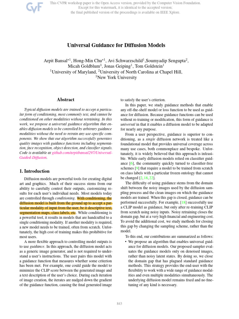 Universal Guidance for Diffusion | PDF | Image Segmentation | Statistical Classification