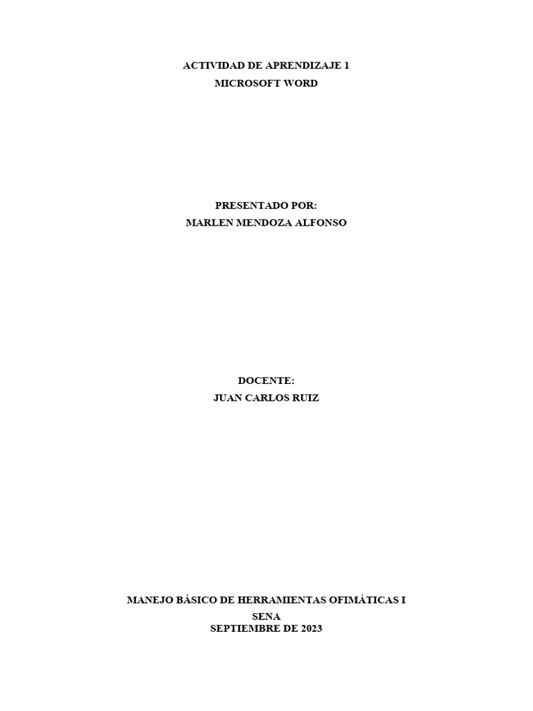 Actividad de Aprendizaje 1. | PDF | Microsoft Office | Microsoft Word