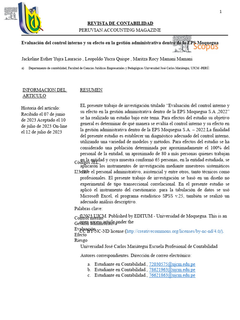 Articulo Científico Contabilidad Ly Indts 2022 2023 | PDF | Planificación | Business