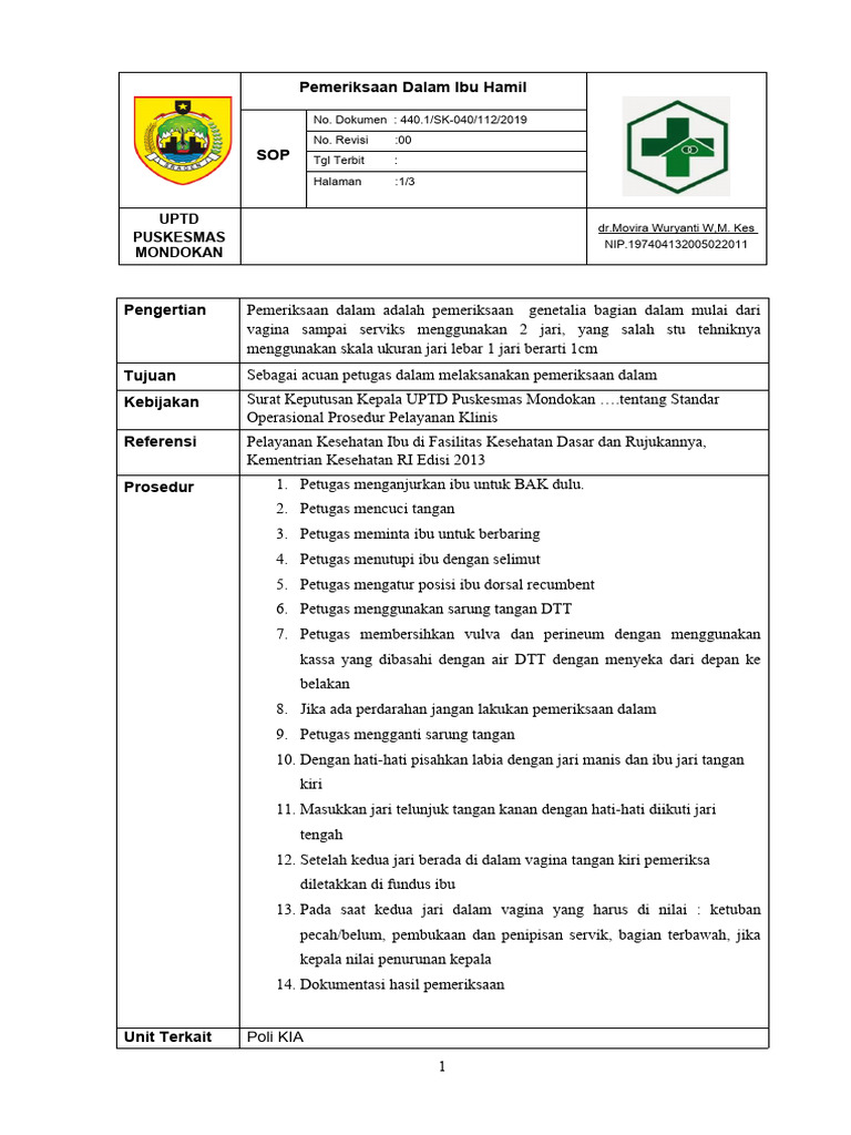 Sop Pemeriksaan Dalam | PDF