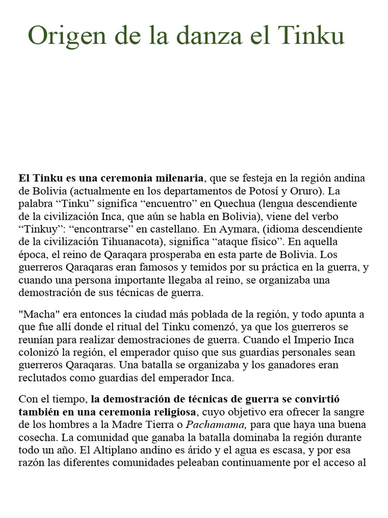 El Tinku Es Una Ceremonia Milenaria | PDF | Historia