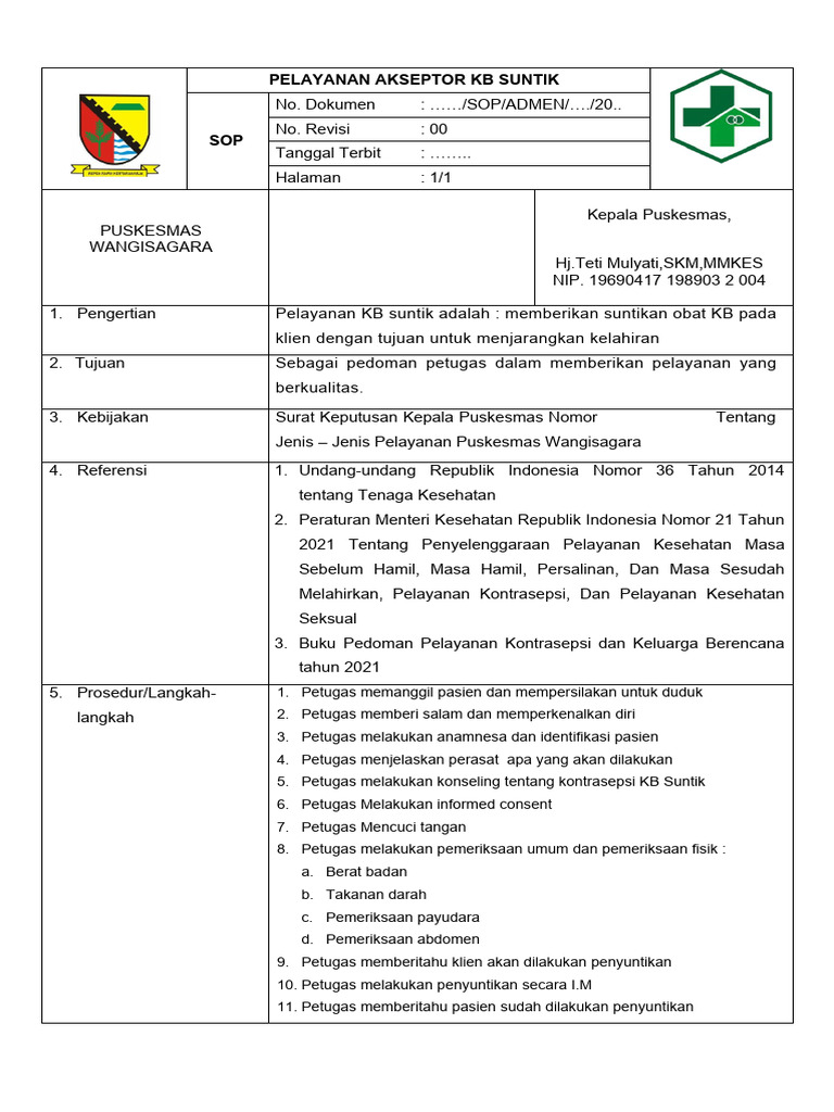 Sop KB Suntik Fix | PDF