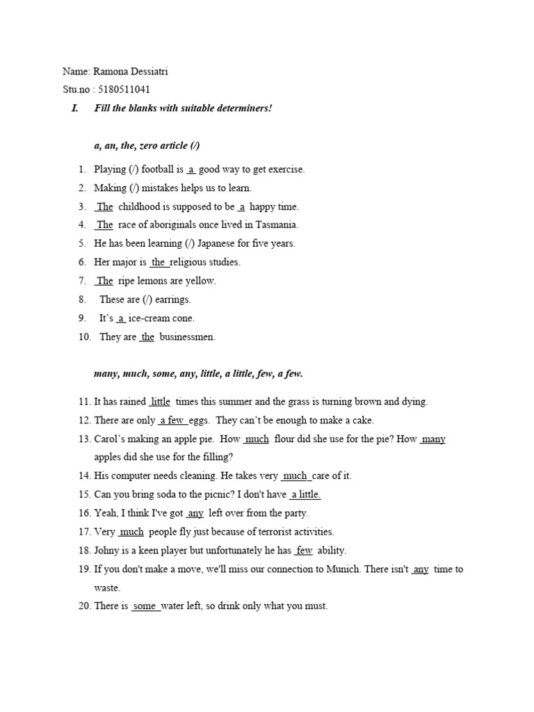 Grammar 3 Exercise 2 | PDF