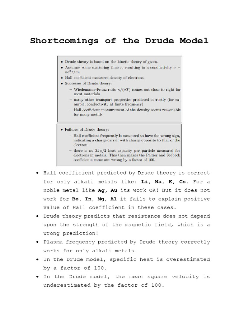Limitations of the Drude Model | PDF
