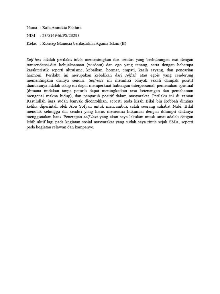Rafa Anindita Fakhira 514946 Refleksi Self Less | PDF