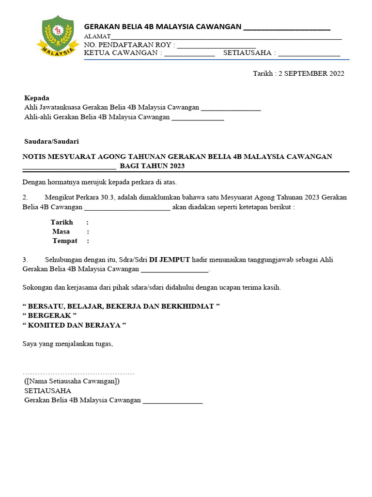 Template Notis | PDF