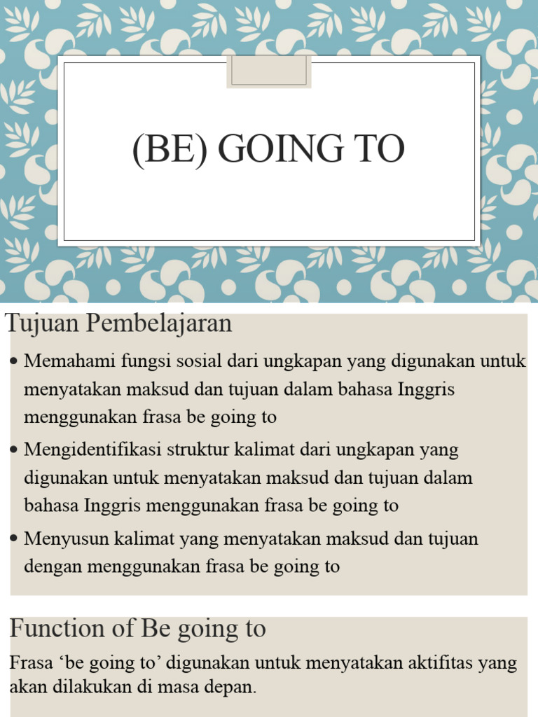 Understanding "Be Going To" in English | PDF | Language Arts & Discipline