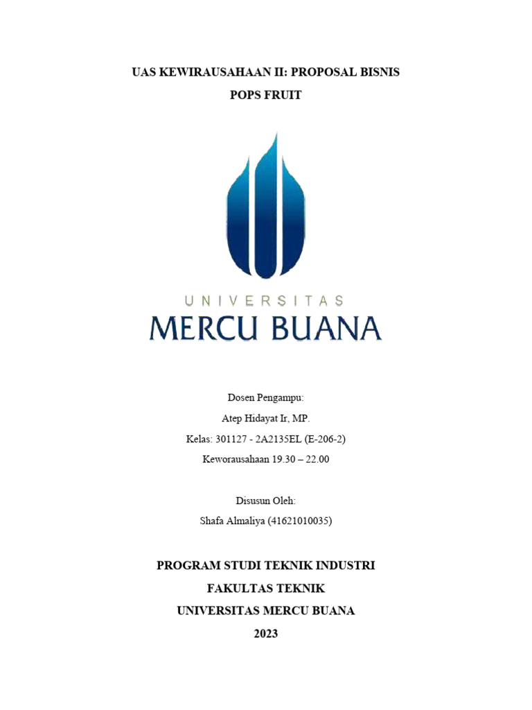 Proposal Bisnis Camilan Fruit Pops | PDF | Bisnis