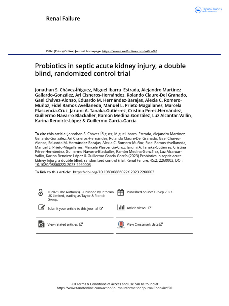 Probiotics in Septic AKI: Clinical Trial Results | PDF | Chronic Kidney ...