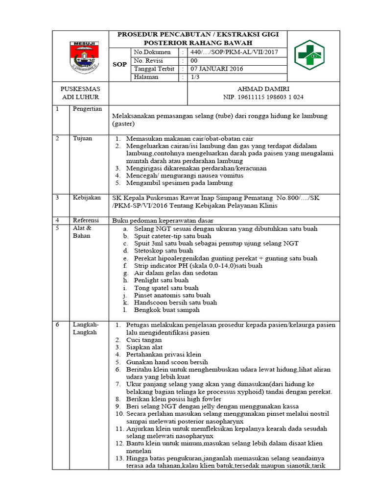 Pemasangan NGT | PDF