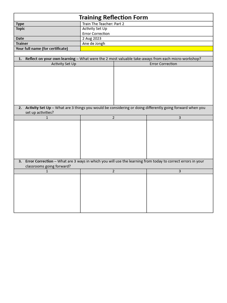 Train the Teacher: Activity Setup & Error Correction | PDF | Career ...