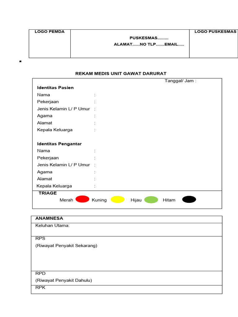 3311 Form Triase Igd Puskesmas | PDF