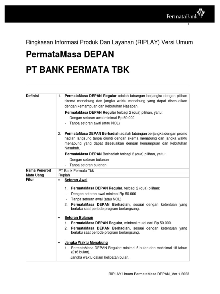 RIPLAY Umum PermataMasa DEPAN - 0 | PDF