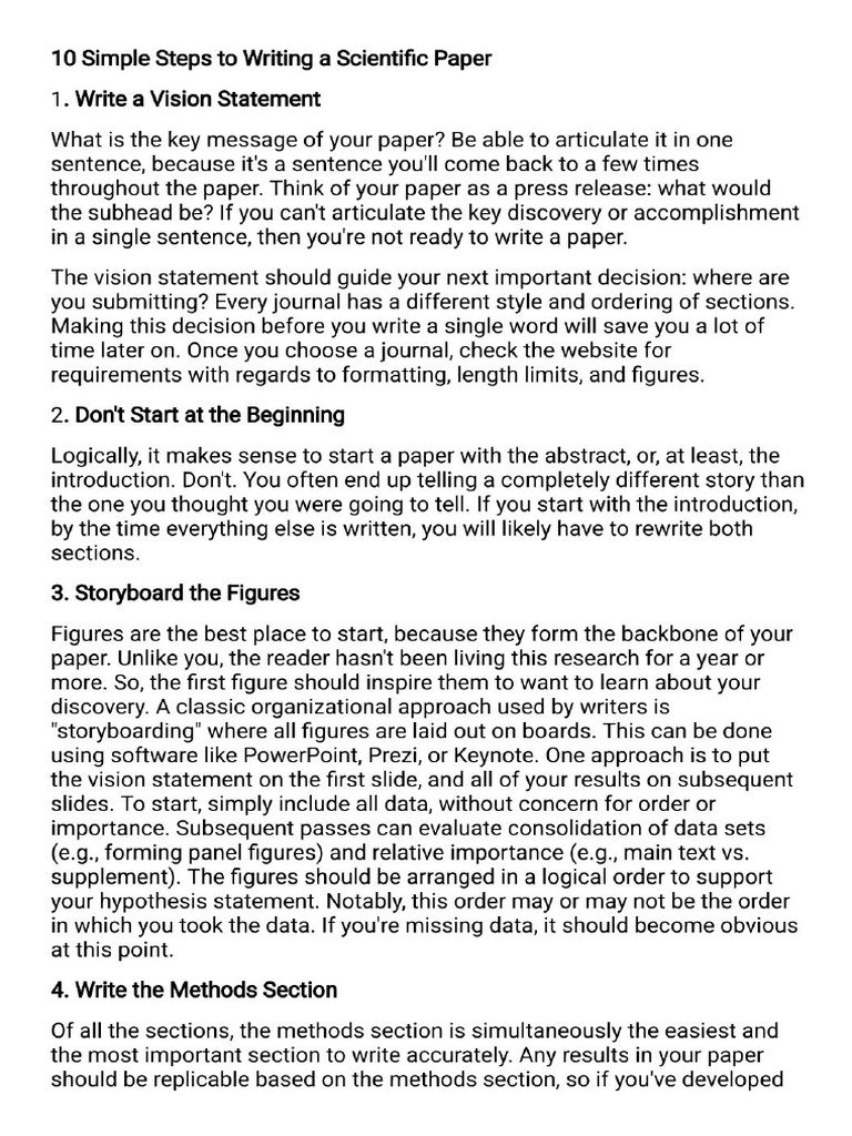10 Simple Steps To Writing A Scientific Paper | PDF