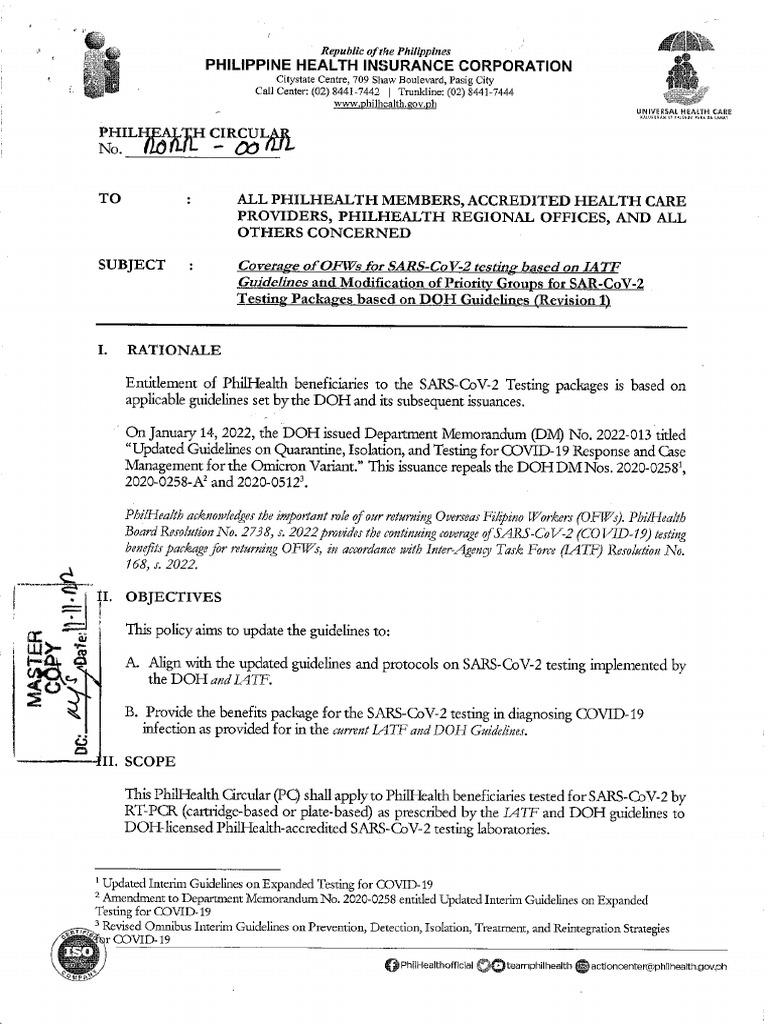 Philhealth Circular 2022 - 0022 - Modification of Priority Groups For ...