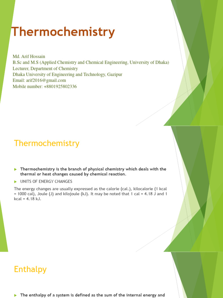 Thermochemistry for Chemistry Students | PDF