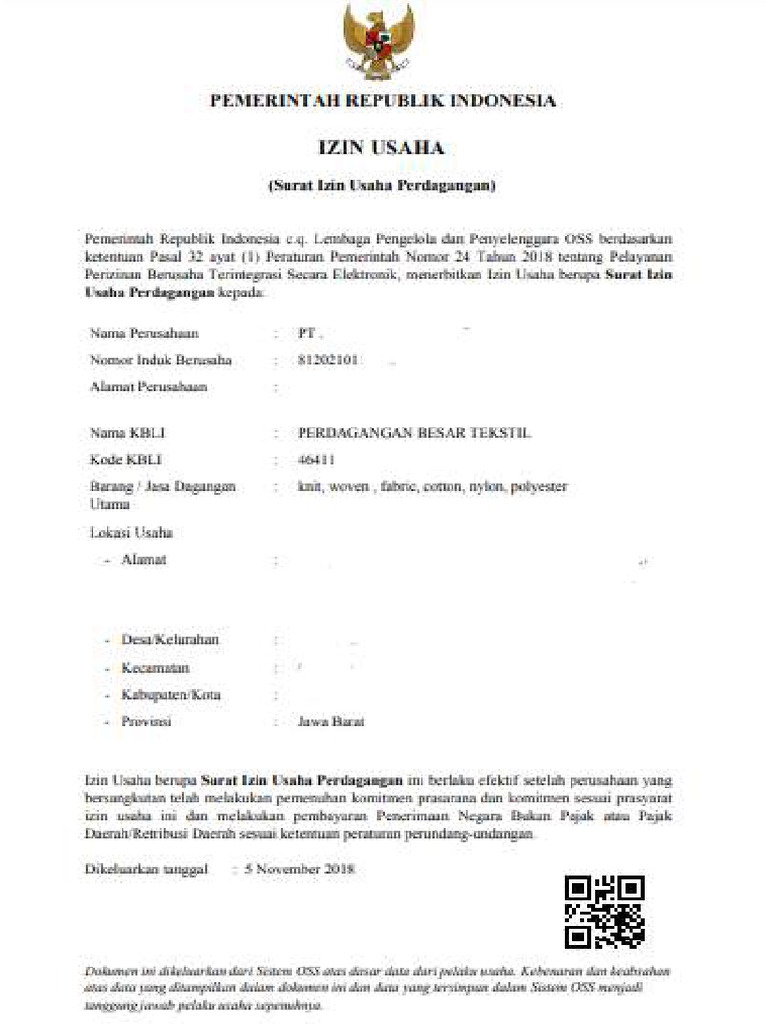 OSS Ijin Usaha | PDF