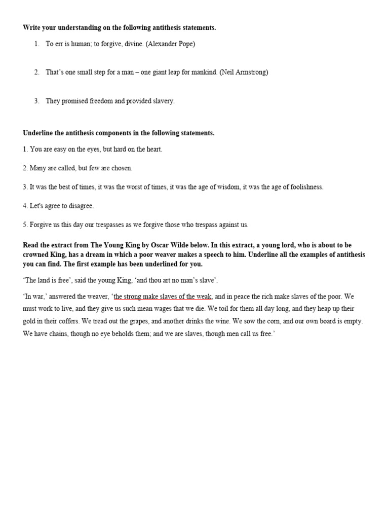 Antithesis Statements | PDF