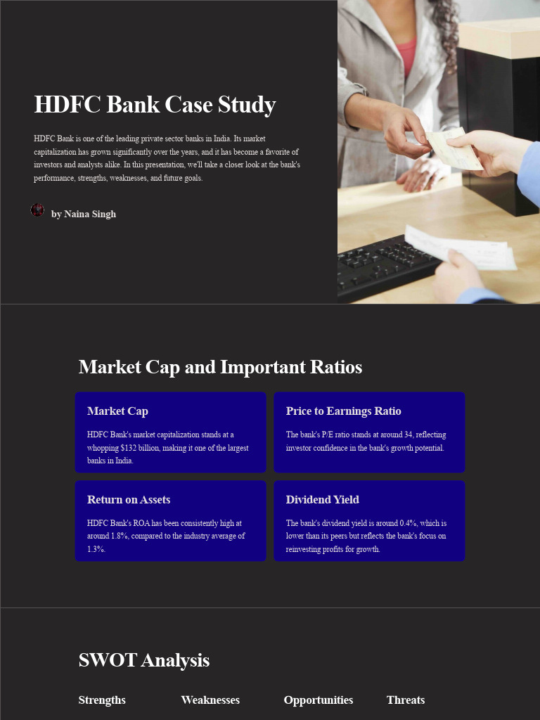 HDFC Bank Case Study | PDF | Banks | Price–Earnings Ratio