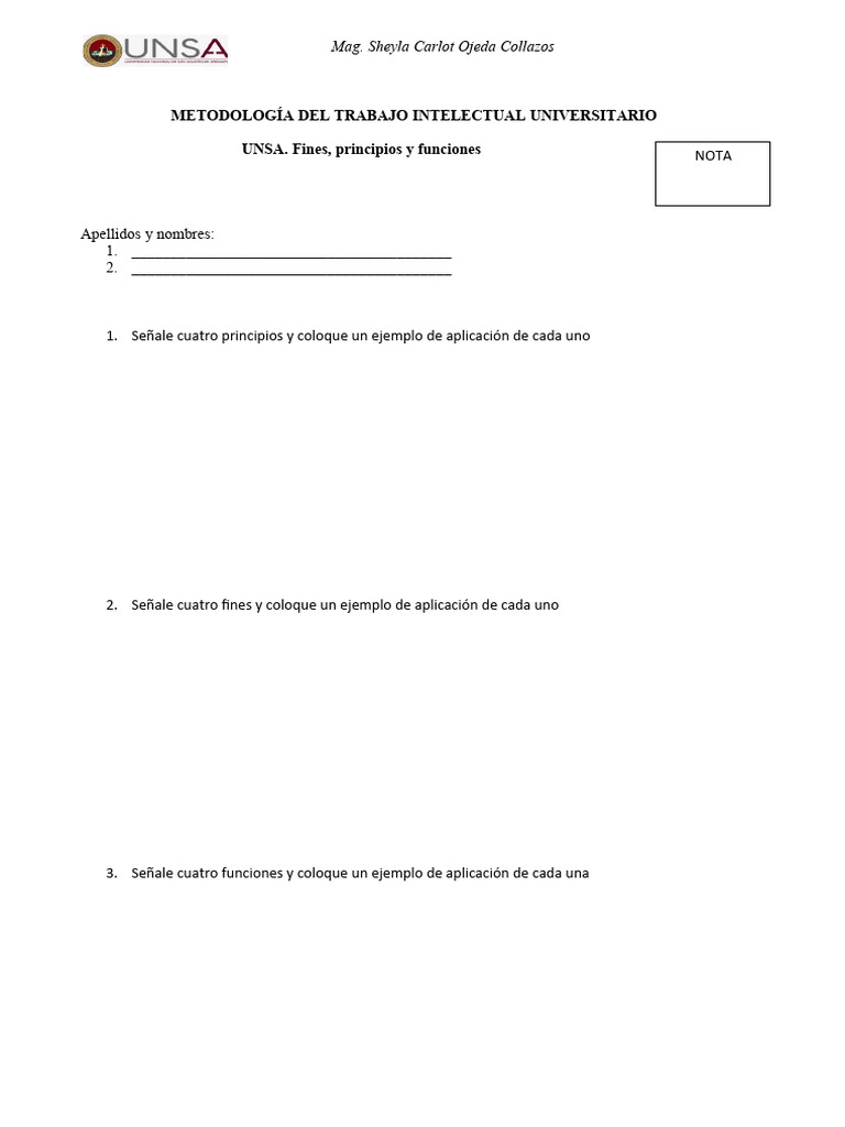 Ficha de Trabajo, Fines Principios y Funciones | PDF Ficha de Trabajo, Fines Principios y Funciones | PDF