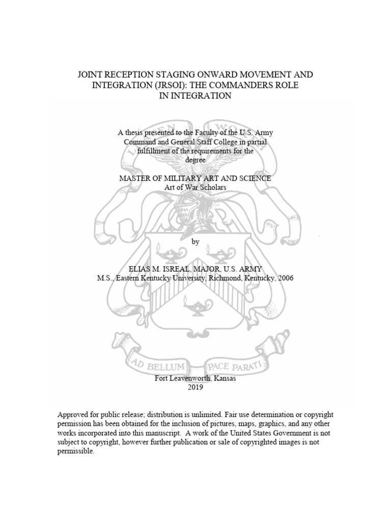 Joint Reception Staging Onward Movement and Integration (Jrsoi) : The ...