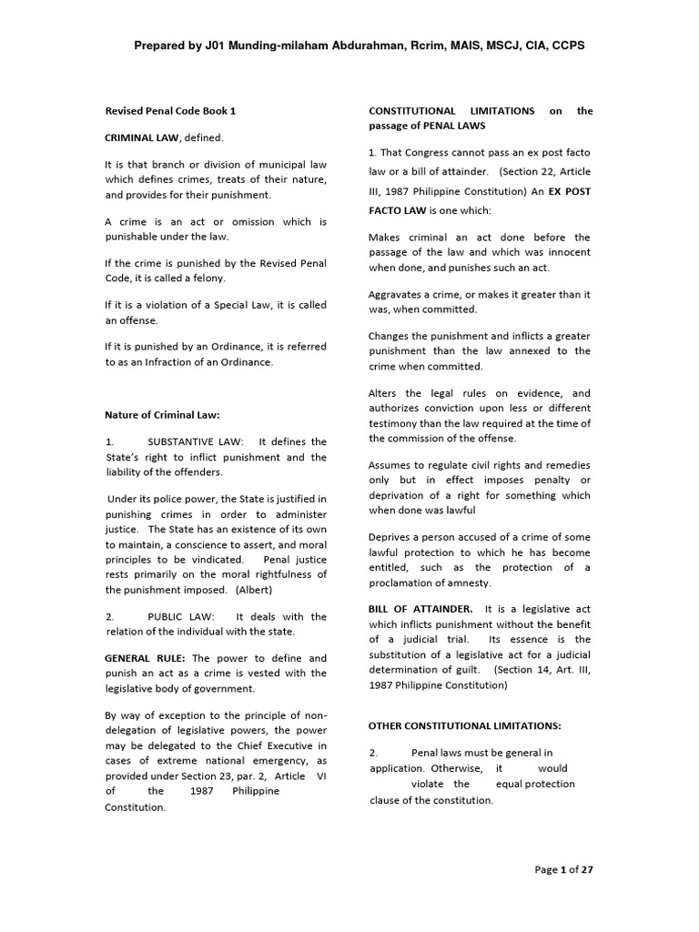 Criminal Law Essentials | PDF | Crimes | Crime & Violence