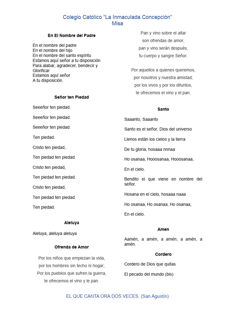 Cantos Misa. | PDF | eucaristía | Cristo (título)