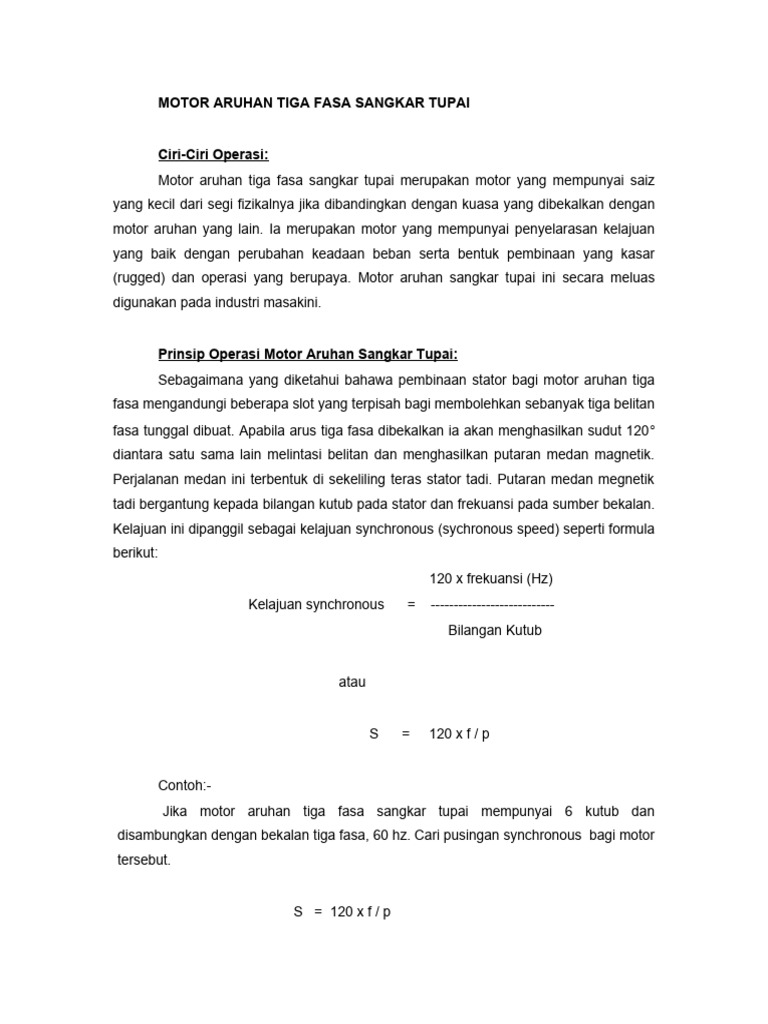 Motor Aruhan Tiga Fasa Sangkar Tupai | PDF | Teknologi & Rekayasa