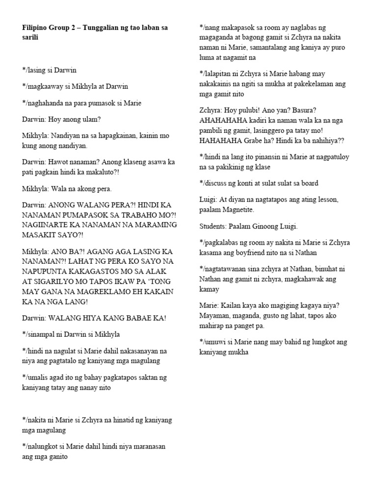 Filipino Group 2 Script Duladulaan | PDF