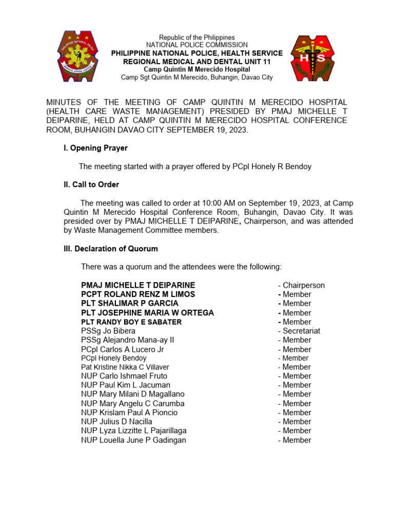 Minutes Waste Management Committee | PDF