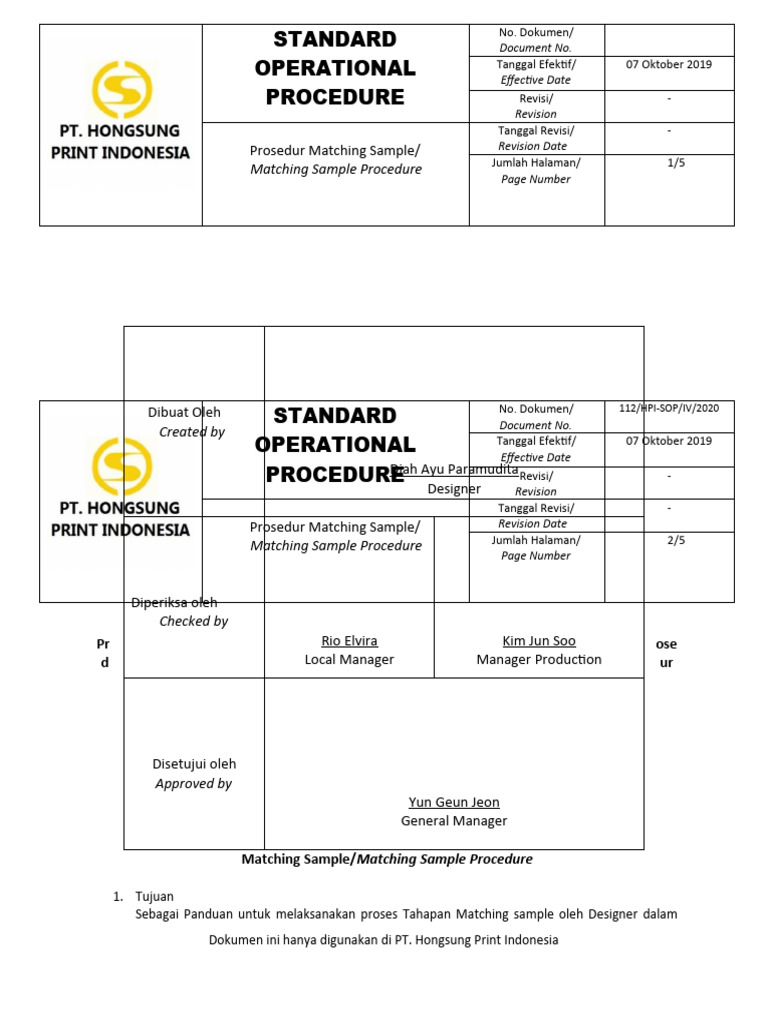 SOP Matching Sample | PDF