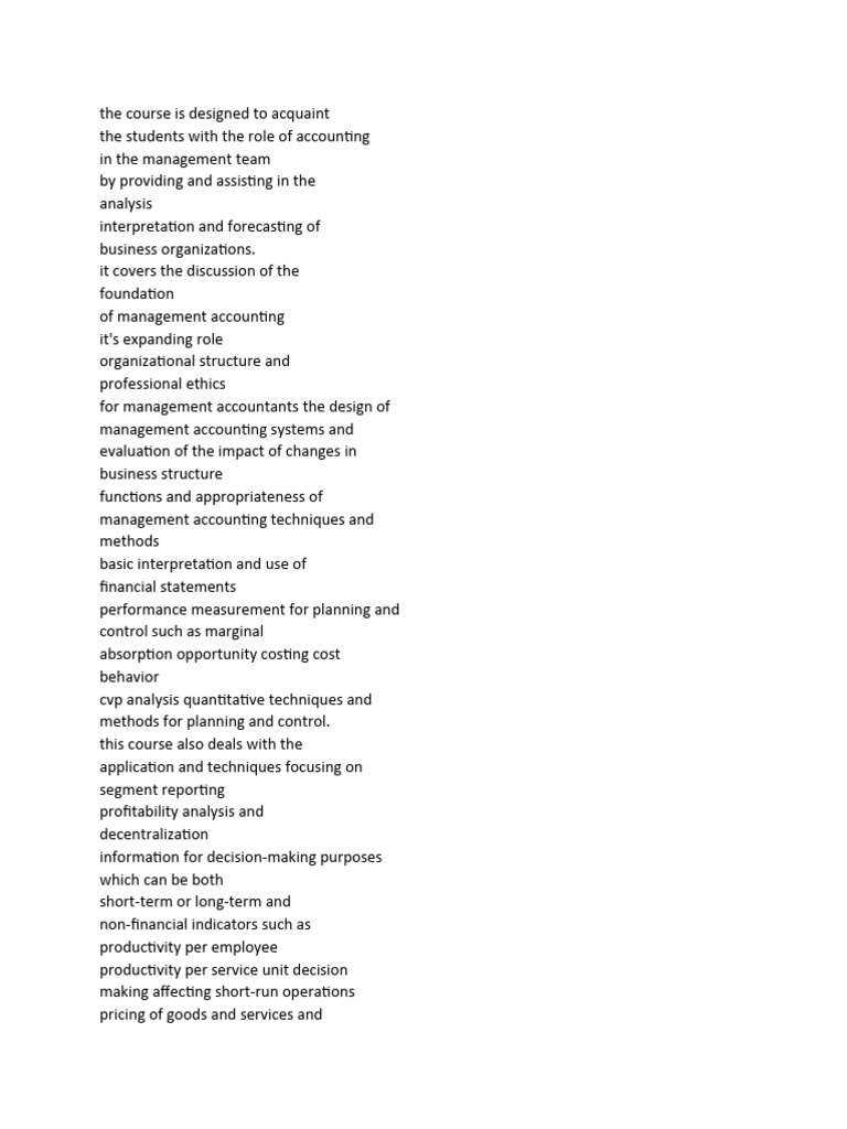 Strategic Cost Management Syllabus | PDF | Cost Accounting | Management Accounting