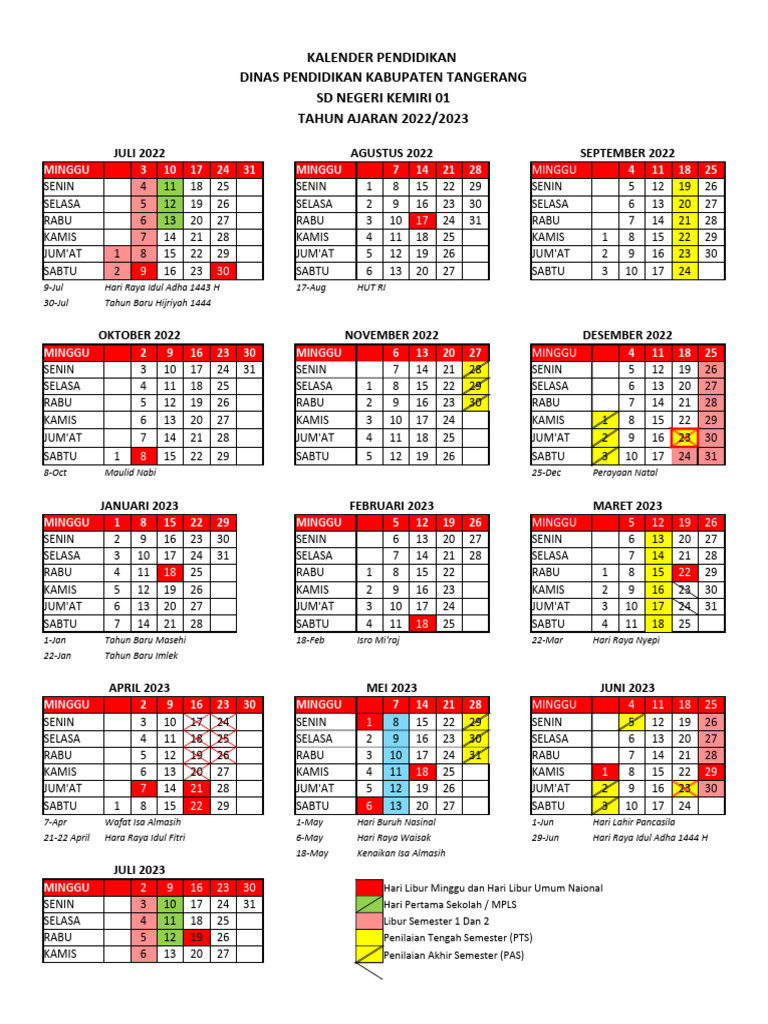 Kalender Pendidikan 2022-2023 | PDF